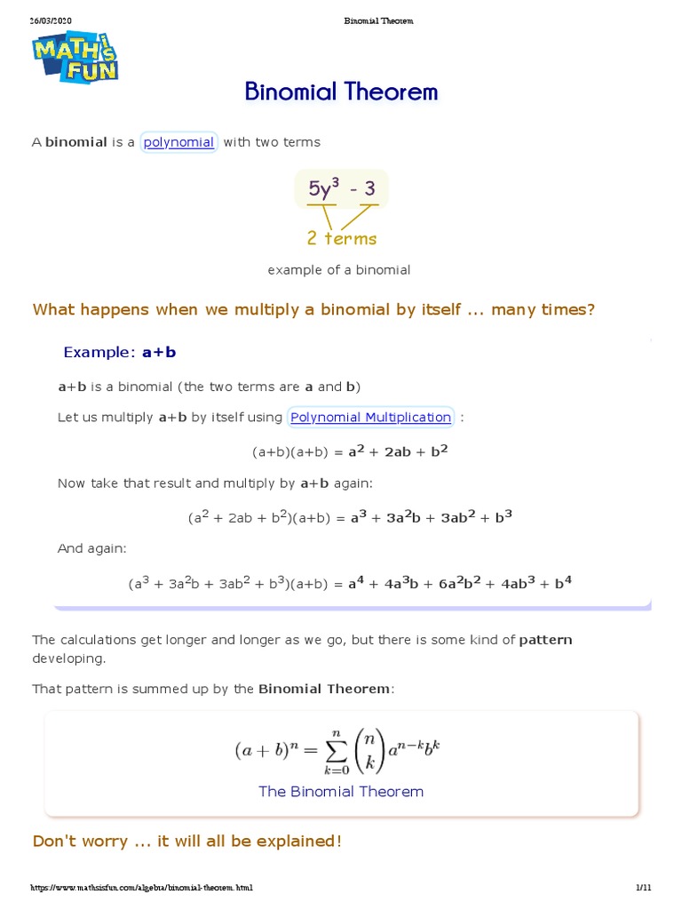 Teorema Binomial - Simples Abordagem | PDF | Mathematical Objects | Algebra