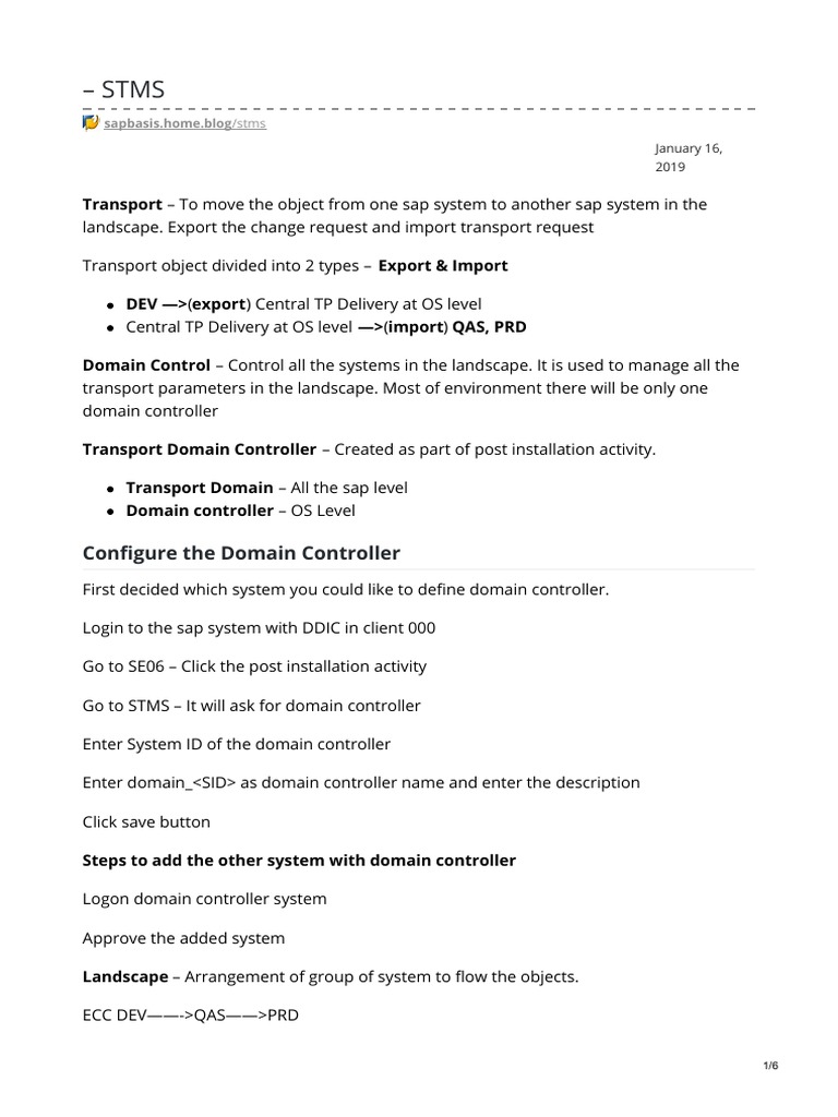 Sapbasis - Home.blog - STMS | PDF | Computer File | Data Management