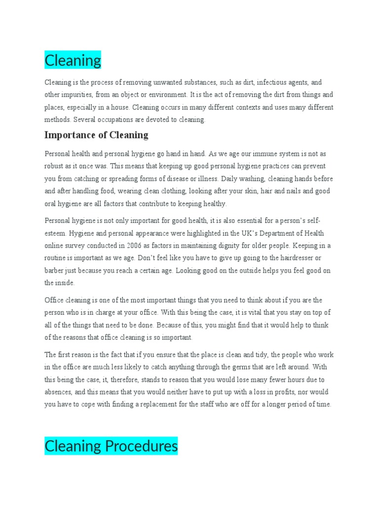 Methods of Cleaning | PDF | Vacuum Cleaner | Hygiene