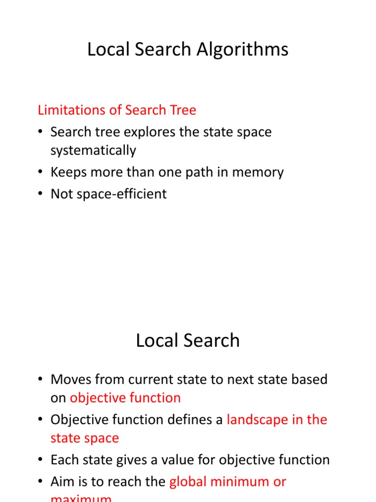 Local Search Algorithms: Limitations of Search Tree Limitations of Search Tree | PDF ...