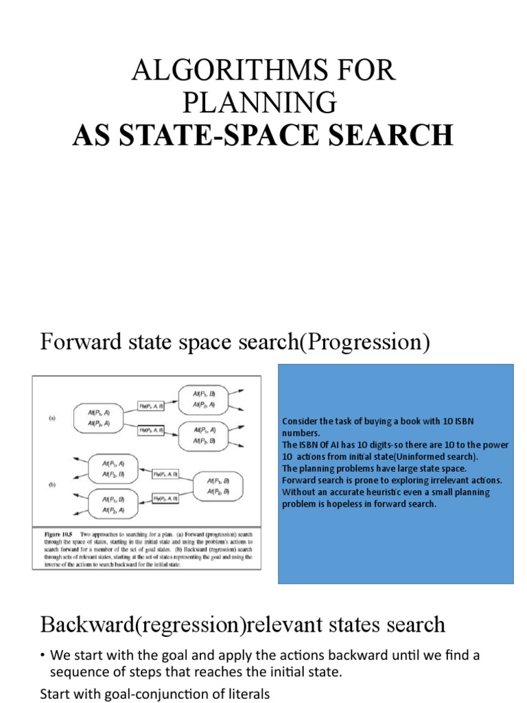 Algorithms For Planning: As State-Space Search | PDF