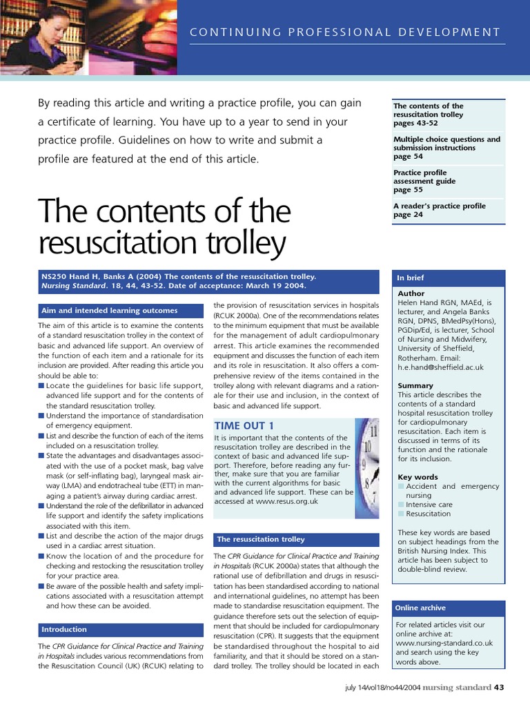 Resus Trolley - 2004 | PDF | Cardiopulmonary Resuscitation ...