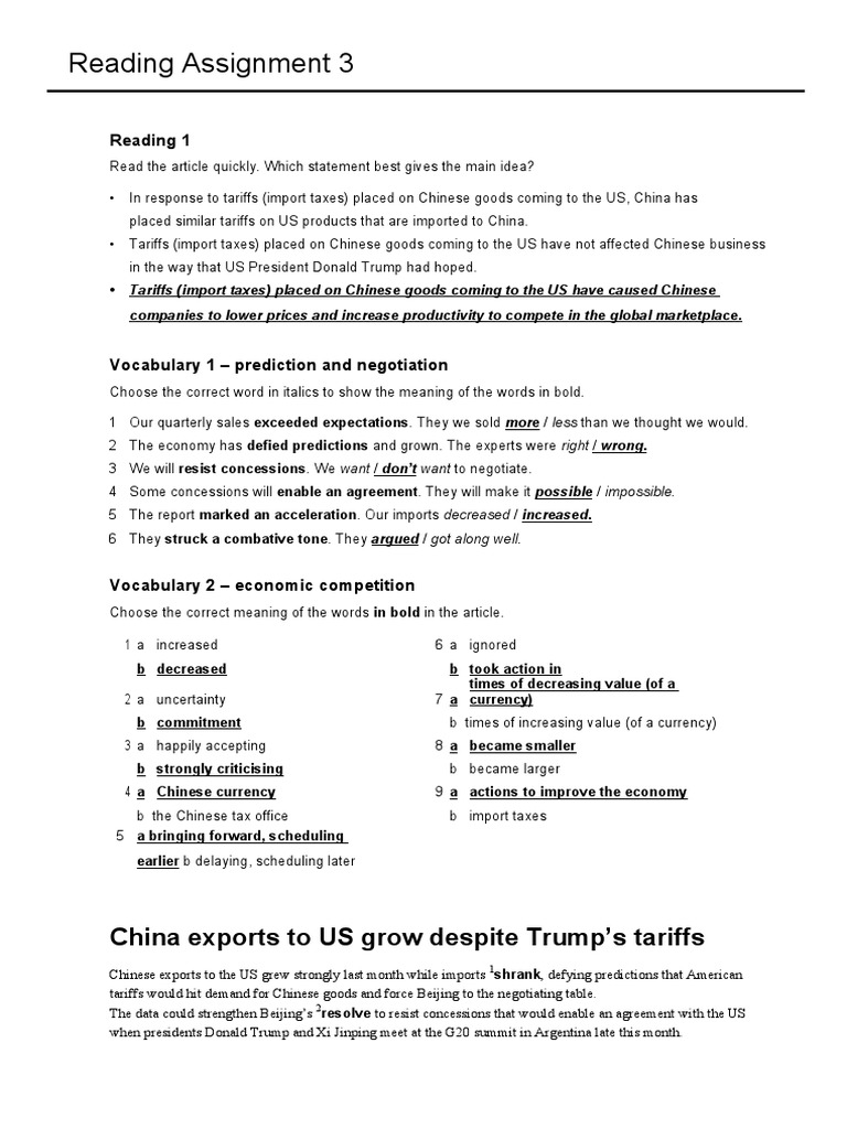Reading Assignment 3: China Exports To US Grow Despite Trump's Tariffs ...