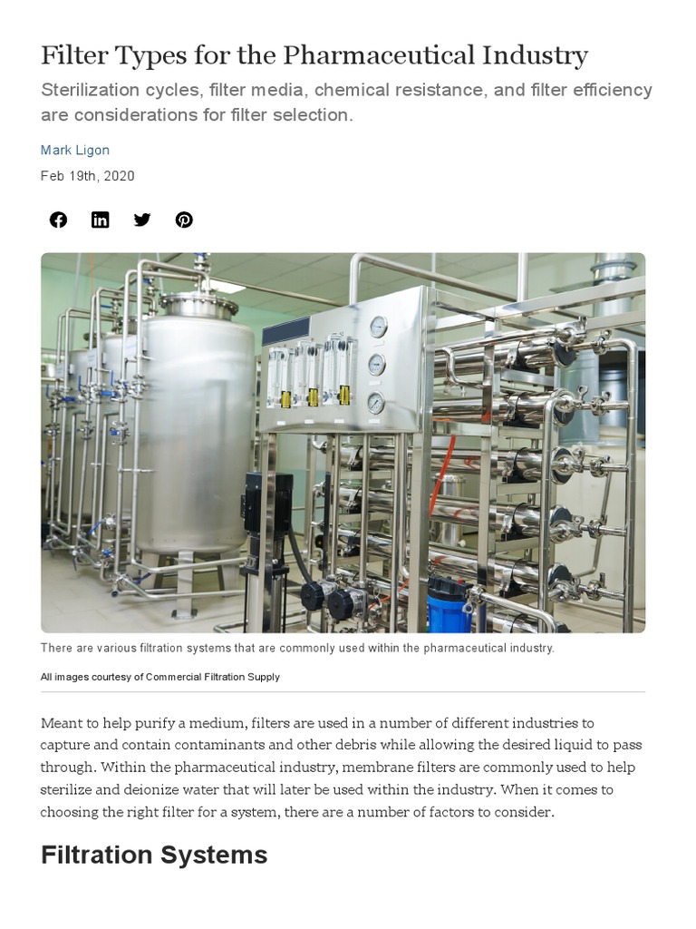 Filter Types For The Pharmaceutical Industry - Water Tech Online | PDF ...