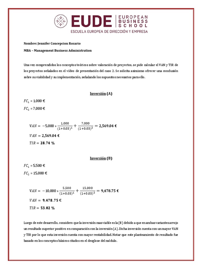 Caso 2. Evaluacion y Seleccion de Inversiones | PDF | Business