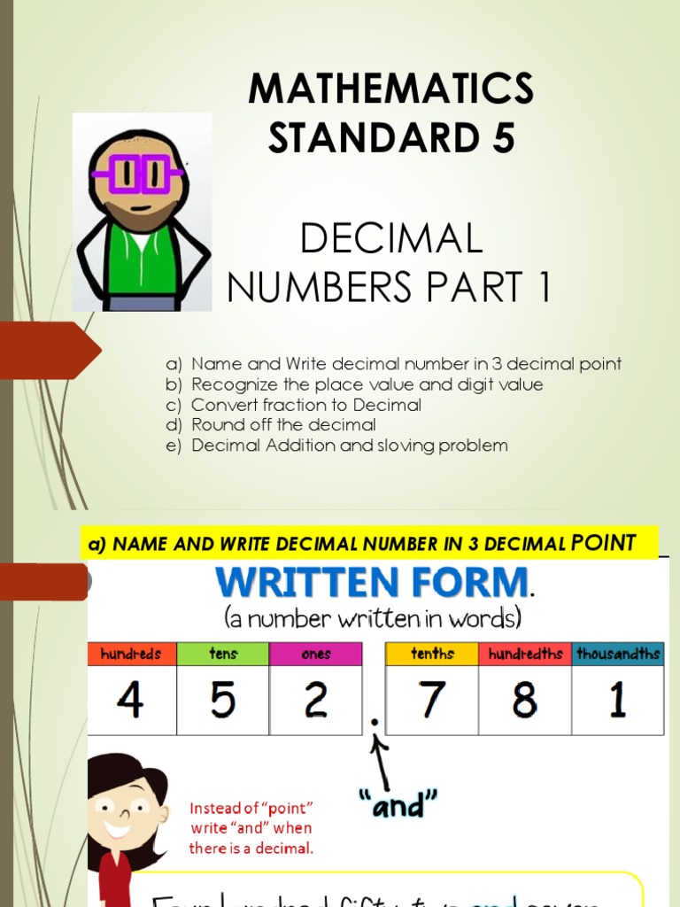 Decimal Number Standard 5 Part 1 | PDF