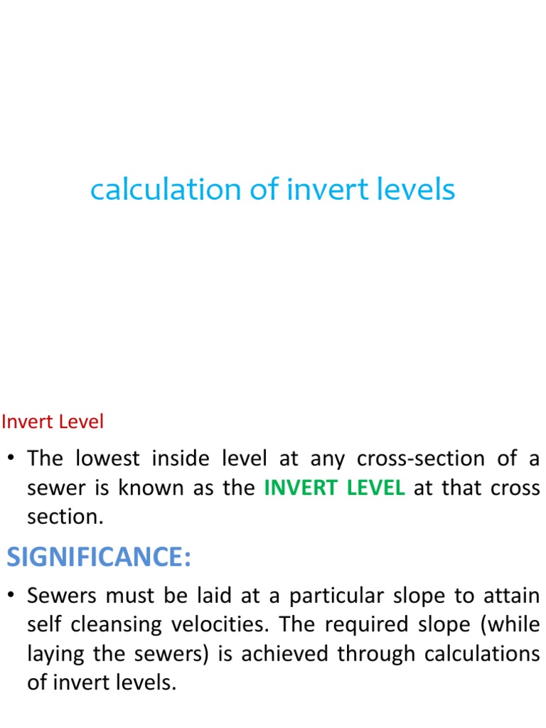 Lec-17 (Invert Levels) | PDF | Sanitary Sewer | Slope