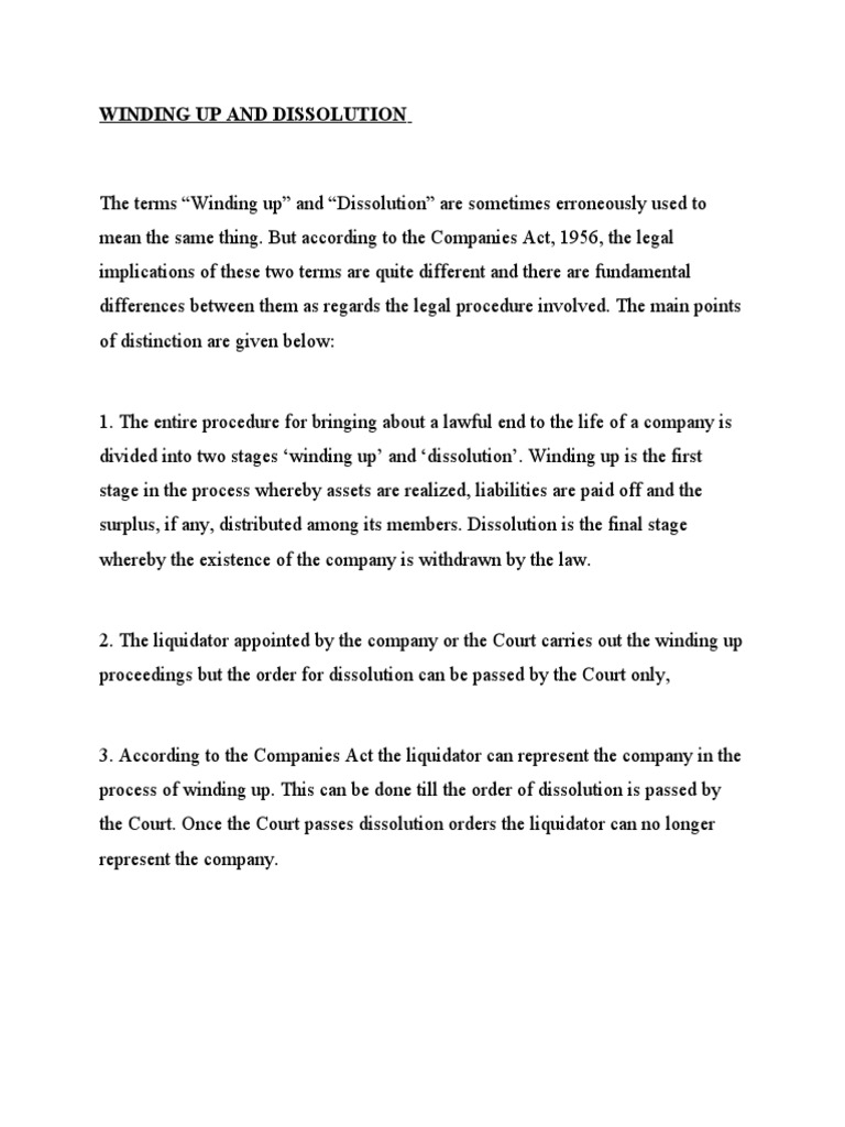Winding Up and Dissolution | PDF