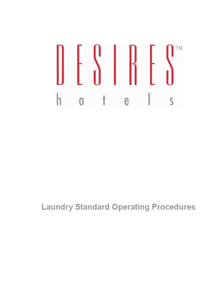 Laundry Standard Operating Procedures | PDF | Laundry | Washing Machine