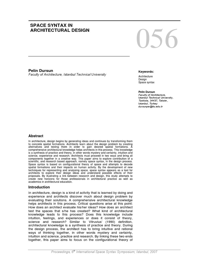 Space Syntax in Architectural Design: Pelin Dursun | PDF | Design | Space