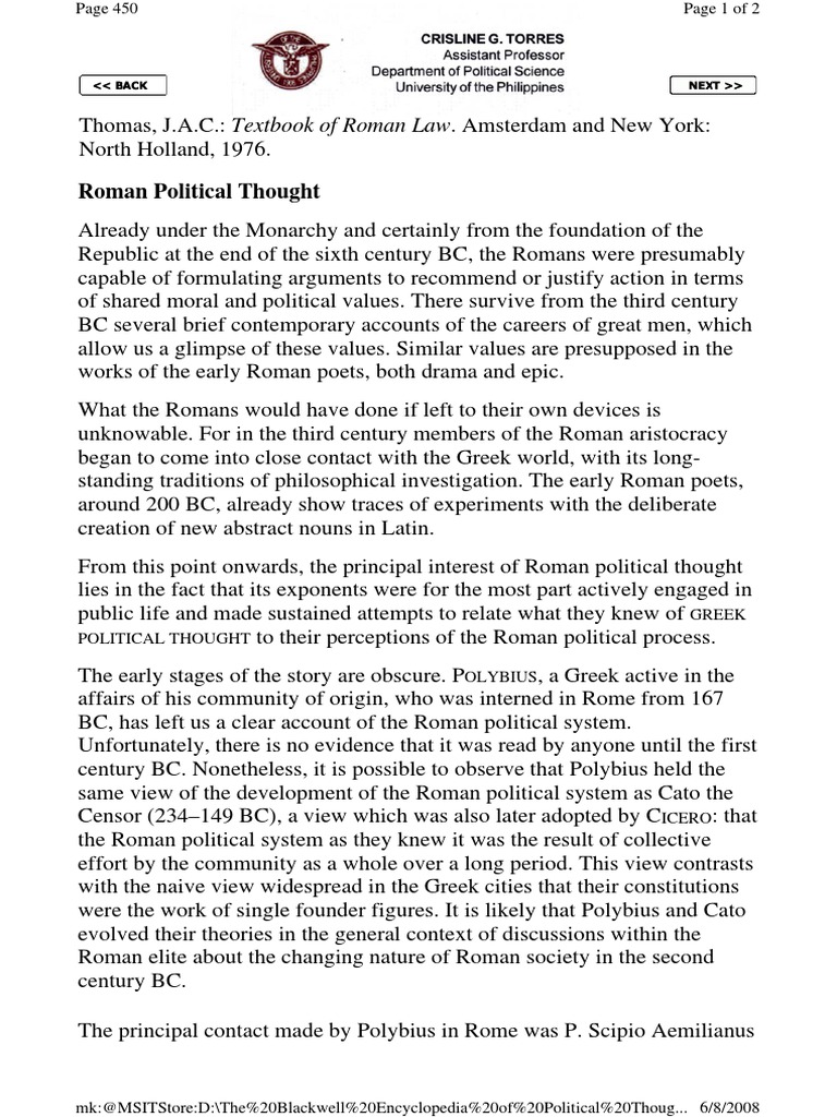 Roman Political Thought Evolution | PDF | Roman Empire | Ancient Rome