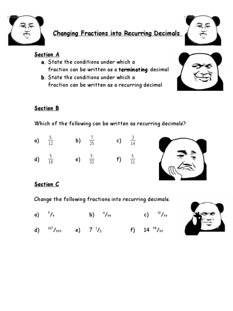 15) Changing Recurring Decimals Into Fractions | PDF