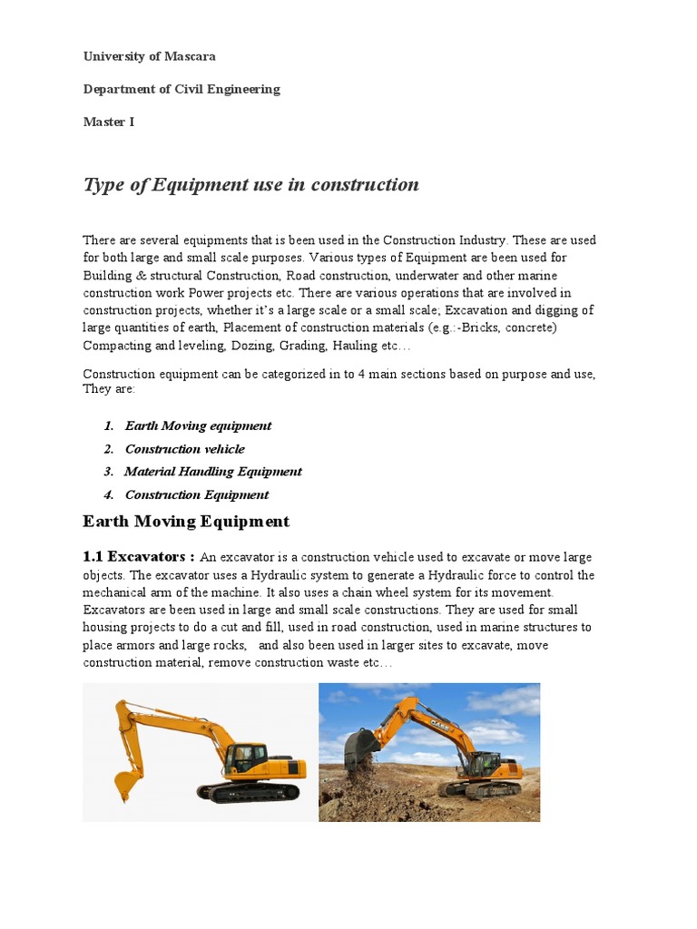 Essential Construction Equipment Guide | PDF | Loader (Equipment ...