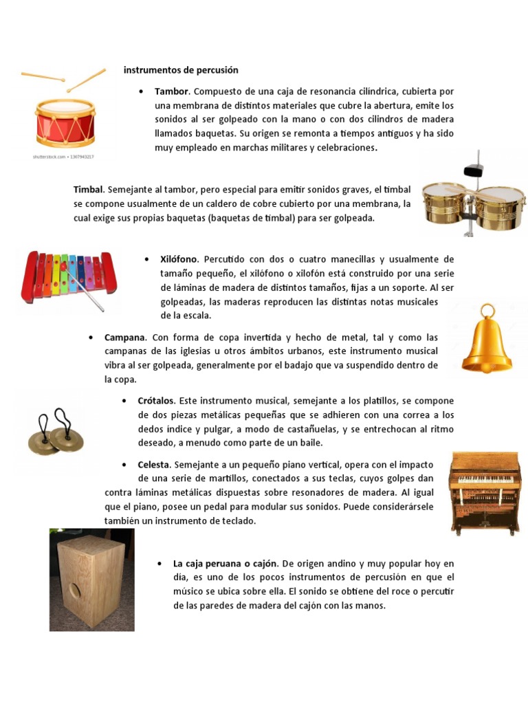 Instrumentos de Percusión Viento Cuerda Percusion y Electronicos | PDF ...