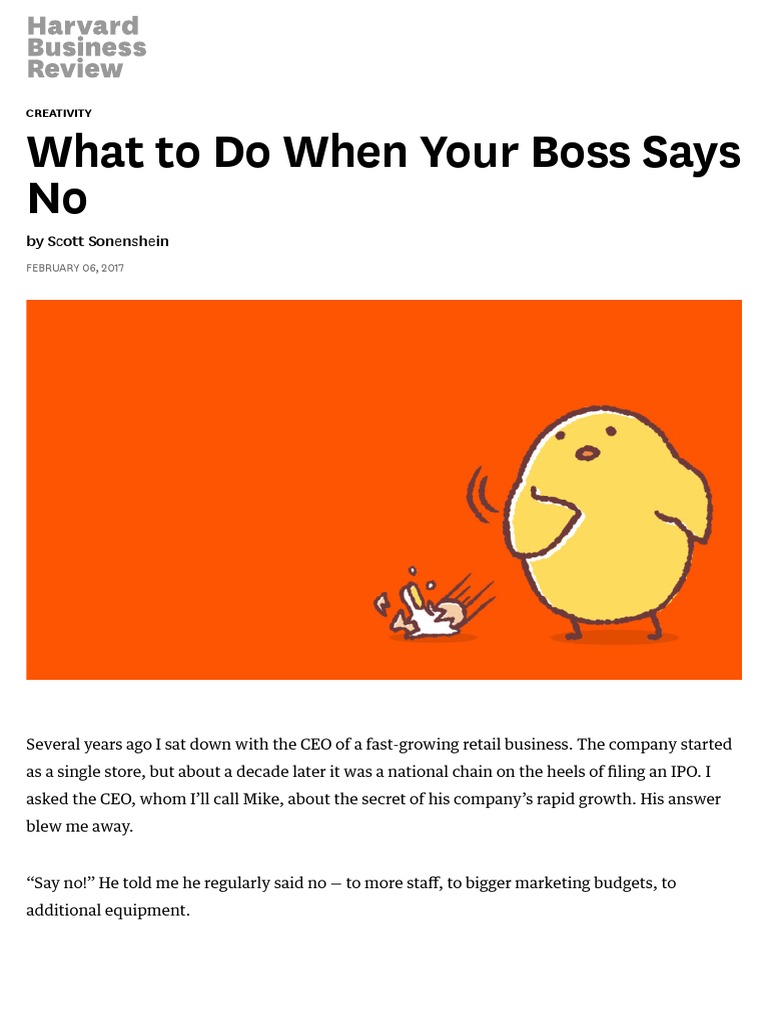 What To Do When Your Boss Says No | PDF | Business