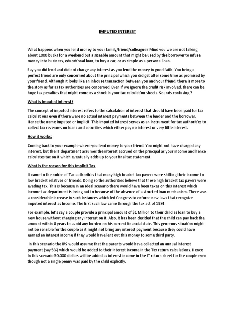 What Is Imputed Interest? | PDF | Interest | Loans