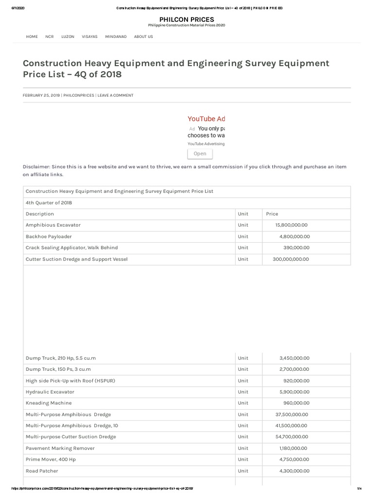 Construction Heavy Equipment and Engineering Survey Equipment Price ...