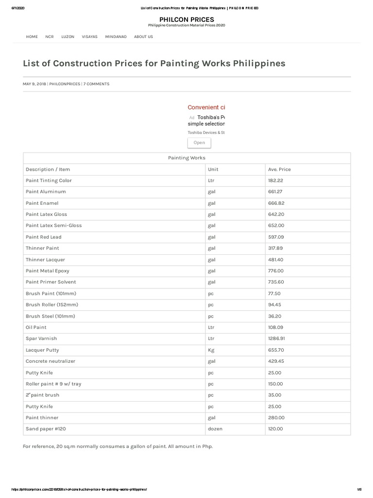 List of Construction Prices For Painting Works Philippines - PHILCON ...