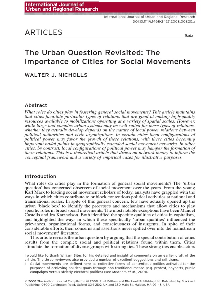 Nicholls W - 2008 - The Urban Question Revisited The Importance of ...
