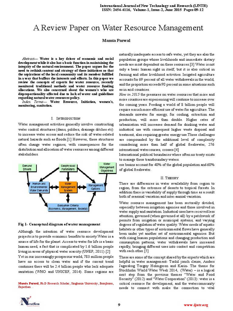 A Review Paper On Water Resource Management | PDF | Water Resources | Wash