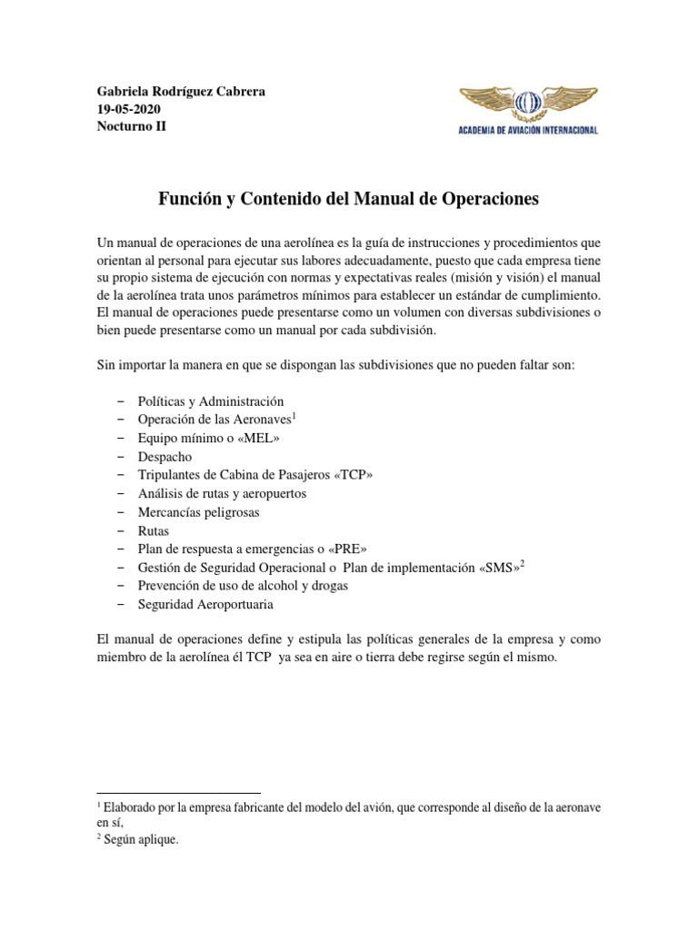 Manual de Operaciones | PDF