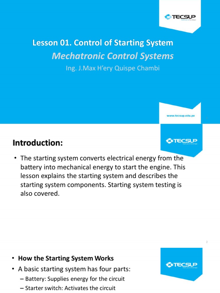 Lesson 1 - Starting System | PDF