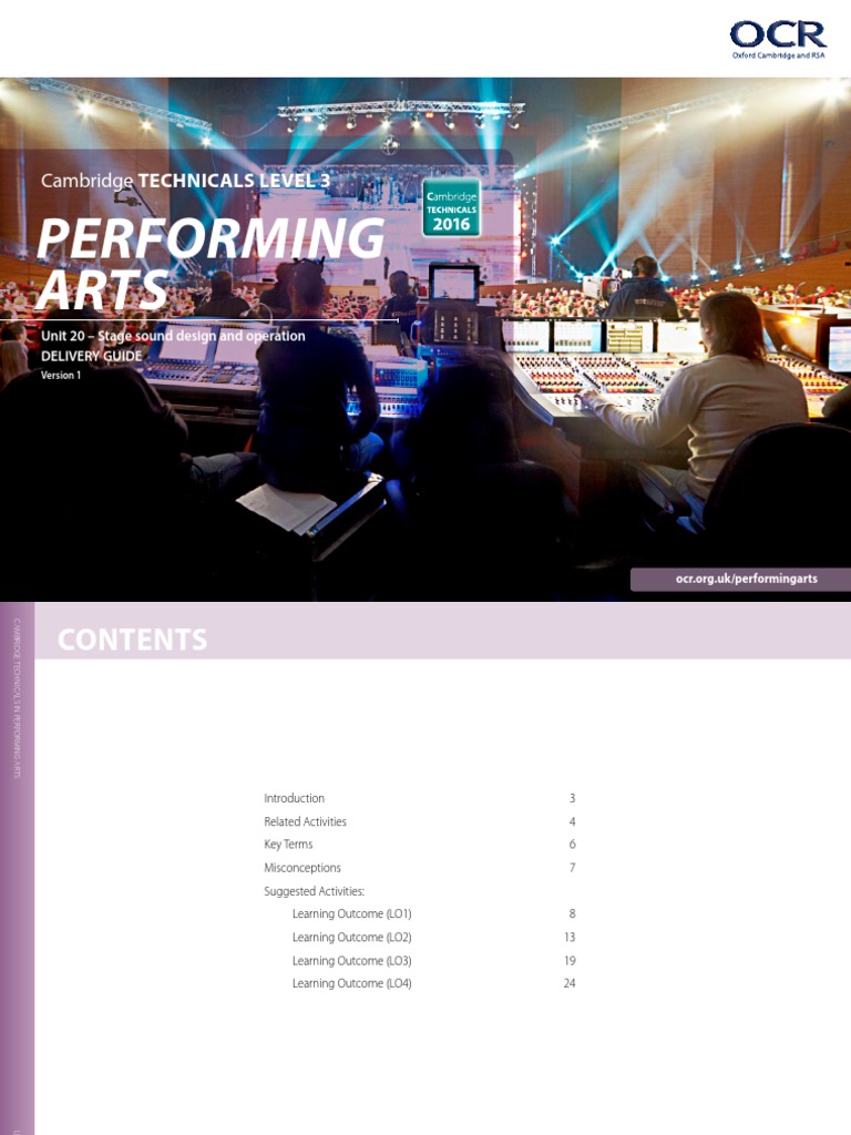 Performing Arts: Cambridge Technicals Level 3 | PDF | Sound | Microphone