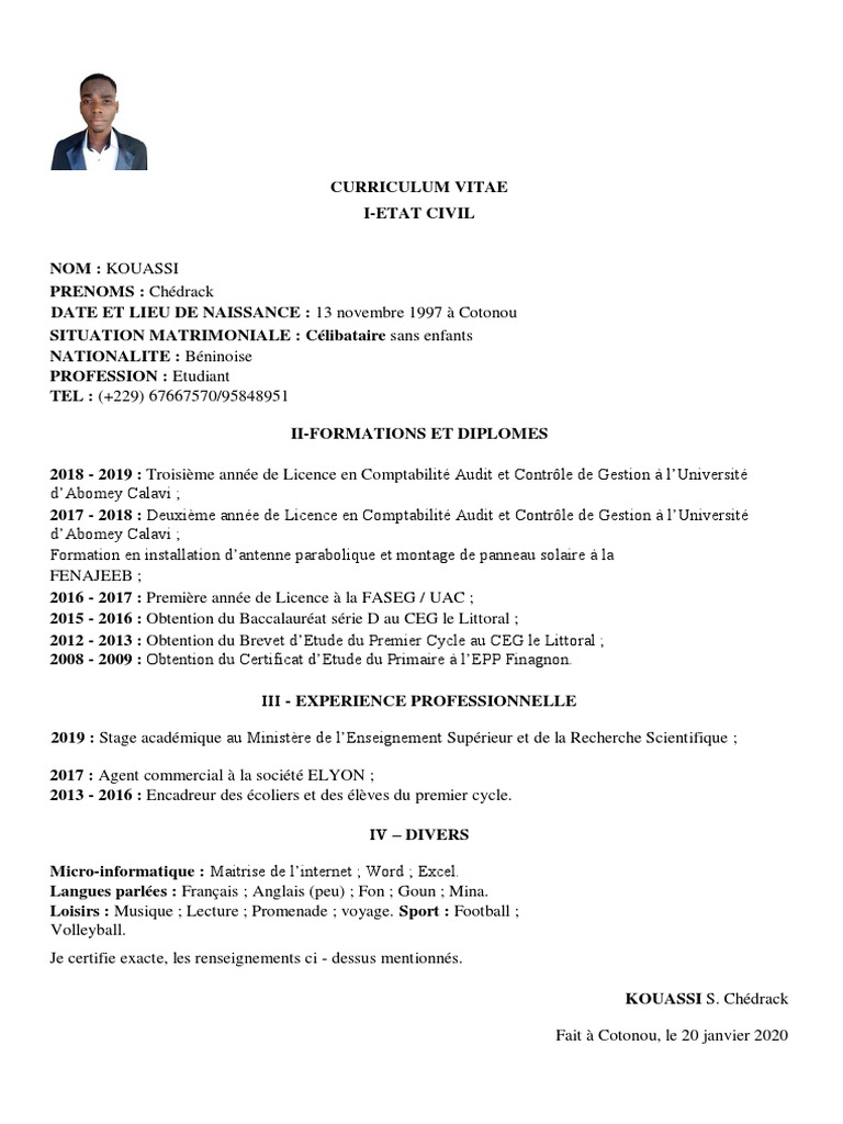 CV Actualisé 2020 PDF | PDF