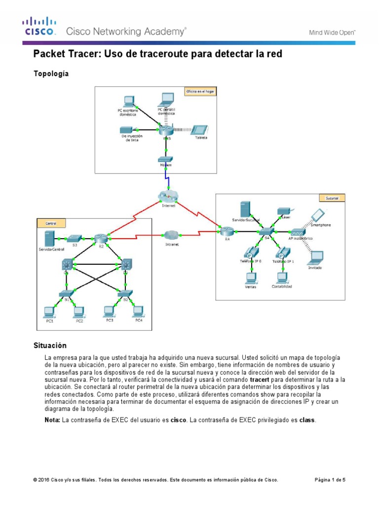 1.1.1.8 Packet Tracer - Using Traceroute To Discover The Network Instructions | Descargar gratis ...