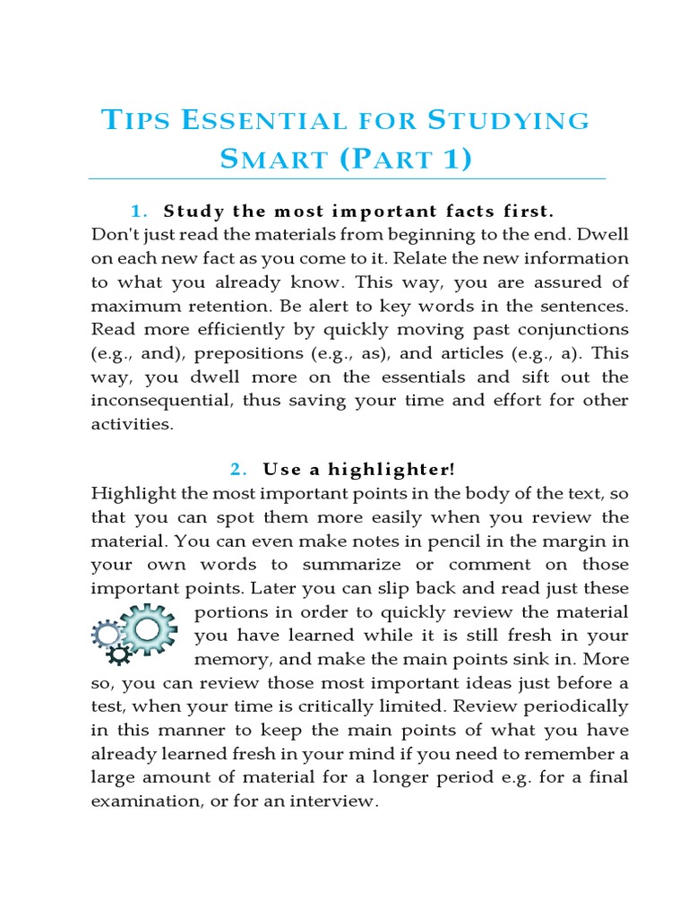 Tips Essential For Studying Smart Part 1 | PDF