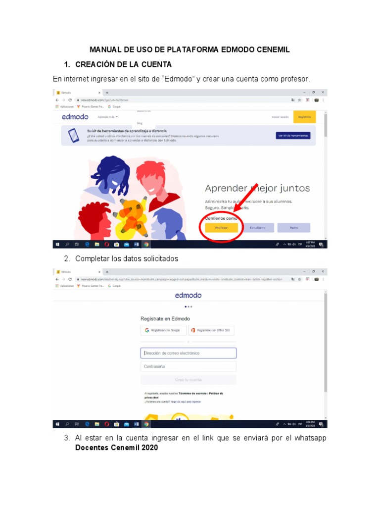 Manual de Uso de Plataforma Edmodo | PDF | Cuestionario | Informática