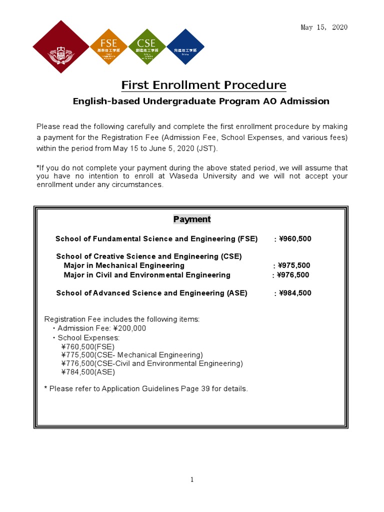 First Enrollment Procedure PDF | PDF | University And College Admission ...