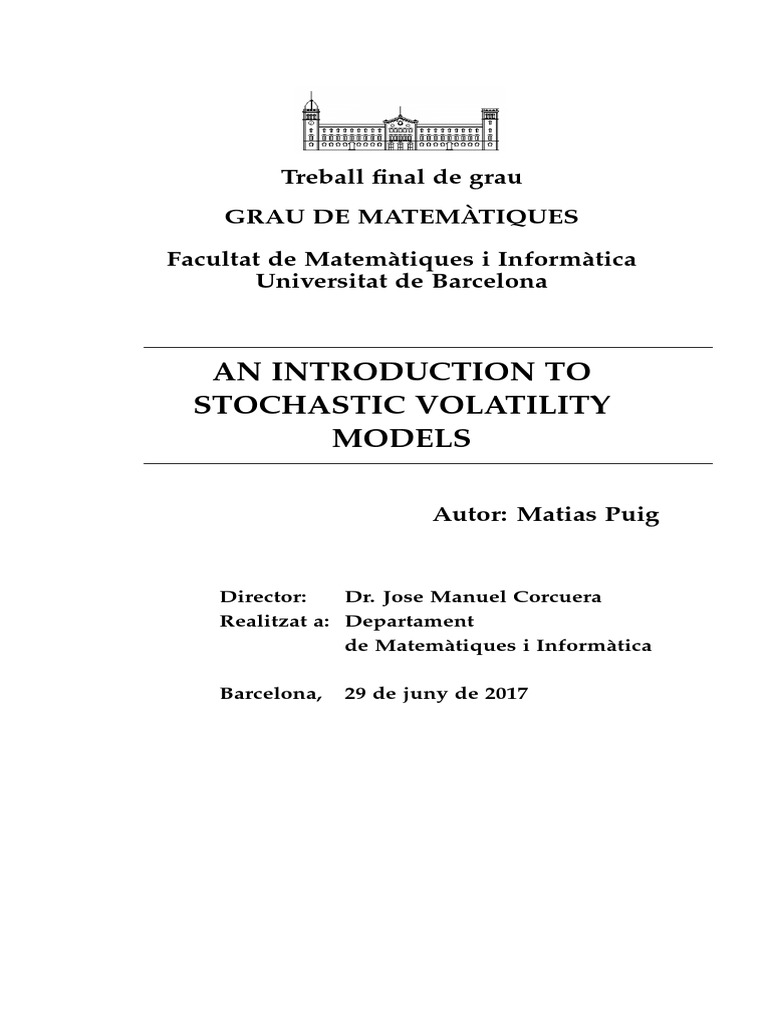 An Introduction To Stochastic Volatility Models | PDF | Black–Scholes ...