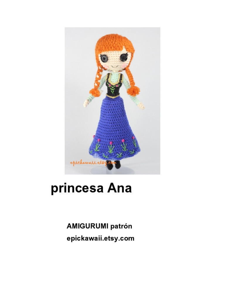 Princesa Ana Frozen Amigurumi | PDF | Tejer | Pelo