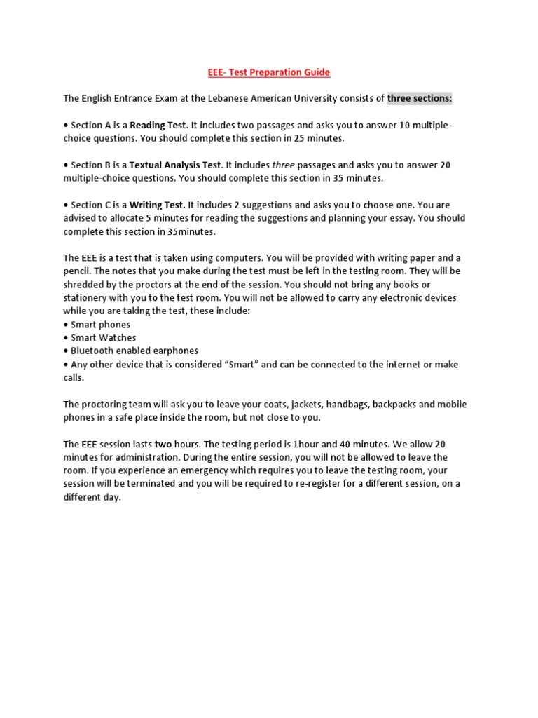 EEE Test Prep Guide: LAU Exam Details | PDF | Technology & Engineering