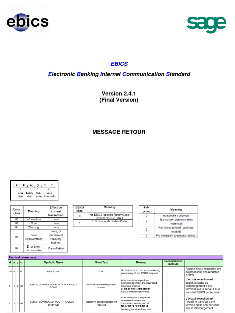 EBICS Technical Return Code | PDF | Certificat électronique | XML Schema