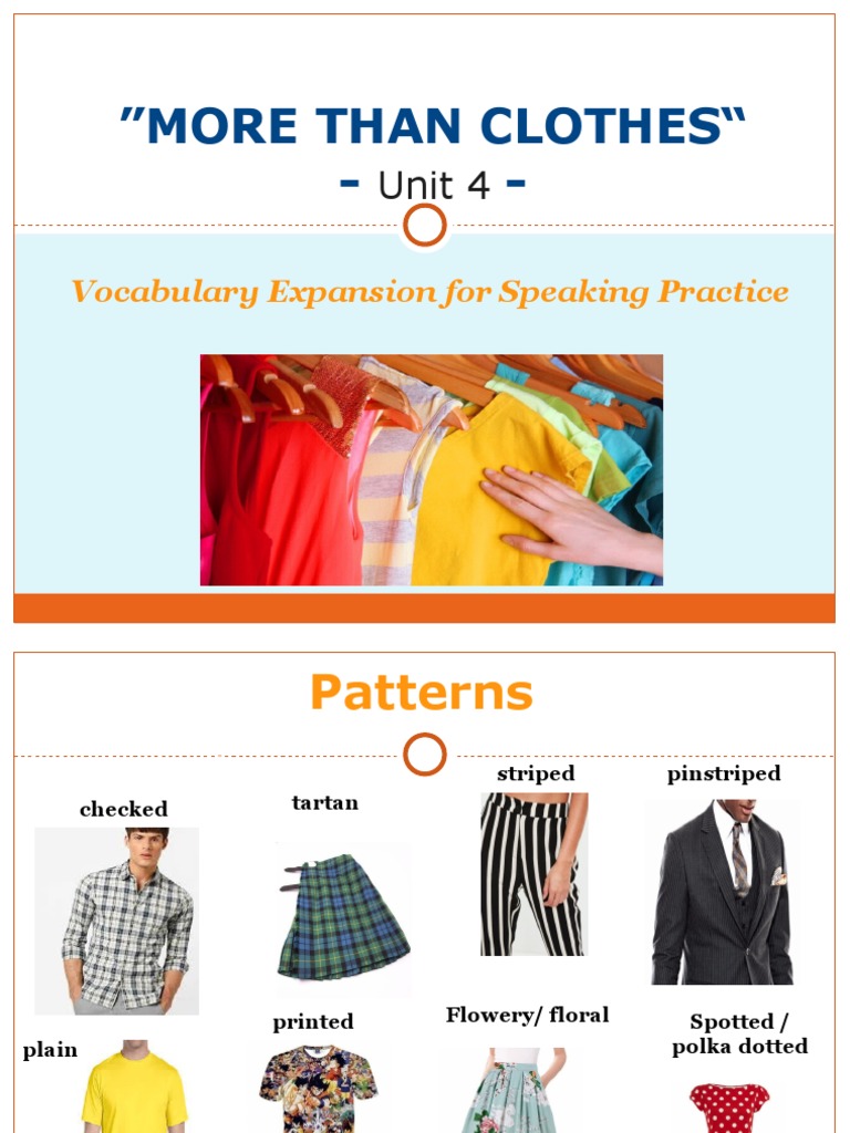 Fashion Vocabulary for Speaking Practice | PDF | Consumer Goods | Human ...