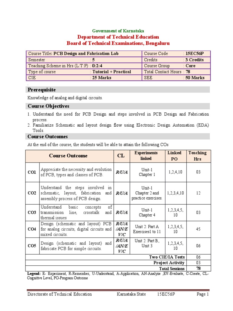PCB Design and Fabrication Lab: A Course Outline Focused on Developing ...
