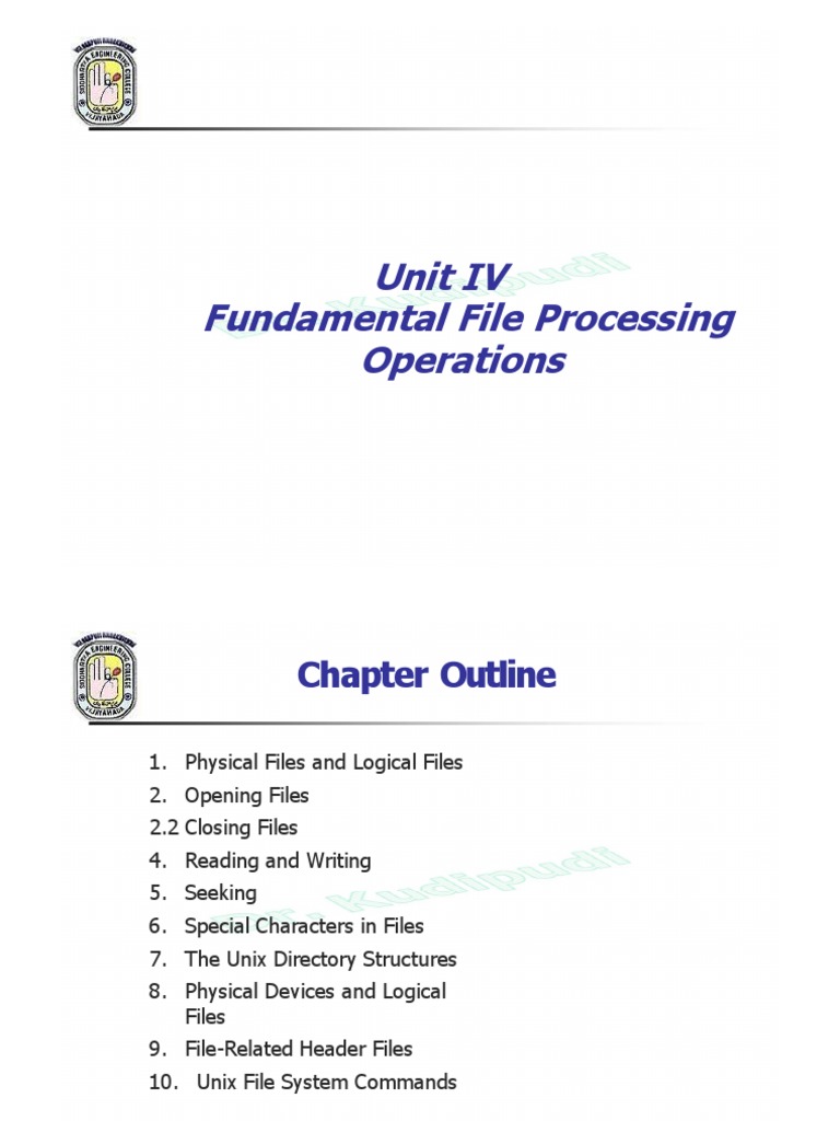 Unit IV Fundamental File Processing Unit IV Fundamental File Processing ...