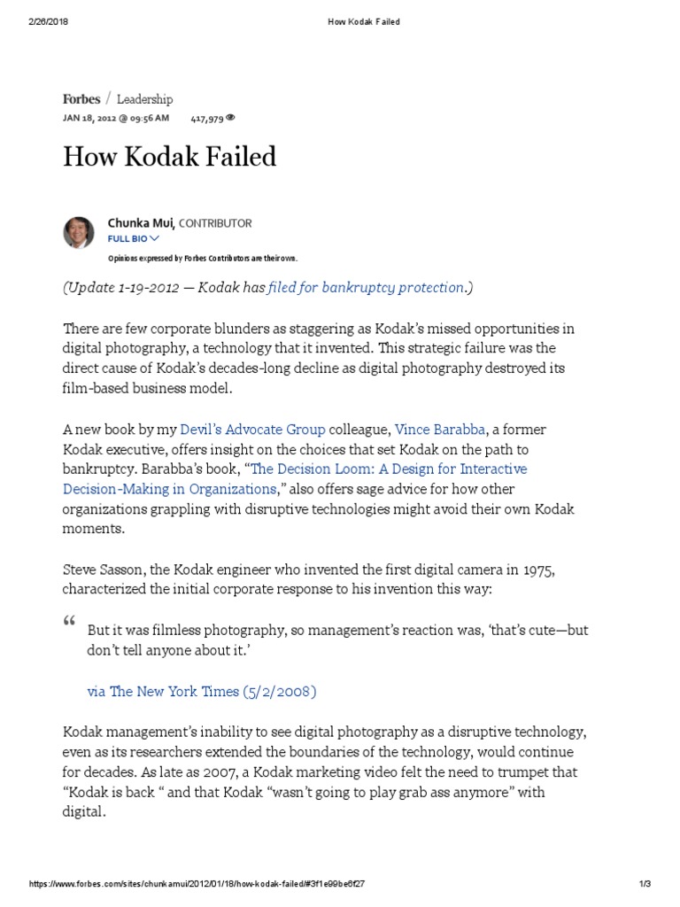 How Kodak Failed PDF | PDF | Digital Photography | Media Technology