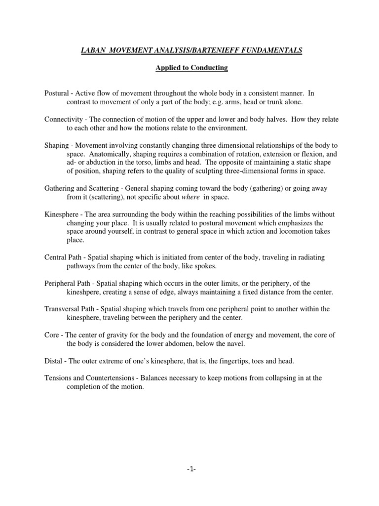 Laban Movement Analysis/Bartenieff Fundamentals: Applied To Conducting | PDF