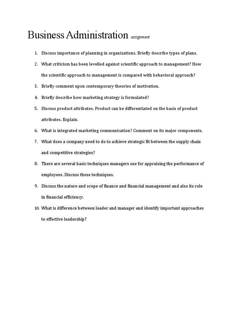 Business Administration Topics Explained | PDF