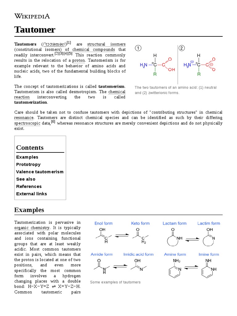 Tautomer: Tautomers ( | PDF | Organic Chemistry | Chemistry