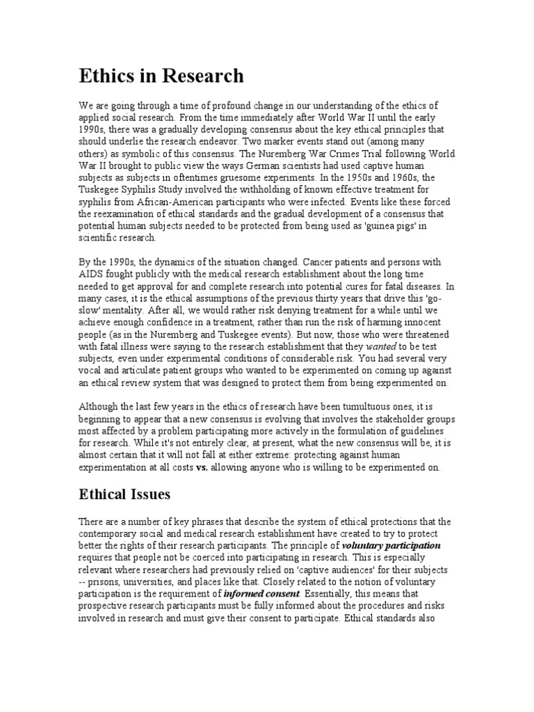 Ethics in Research | PDF | Institutional Review Board | Morality