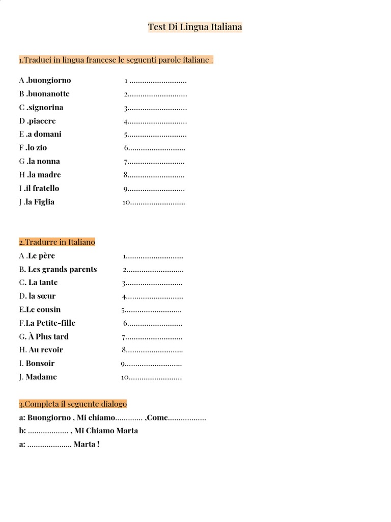 Italian Test | PDF | Sports & Recreation | Language Arts & Discipline