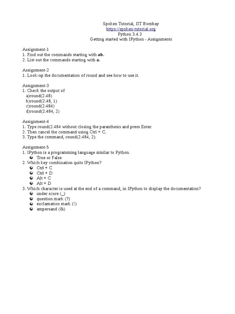 Getting Started With IPython Assignment | PDF