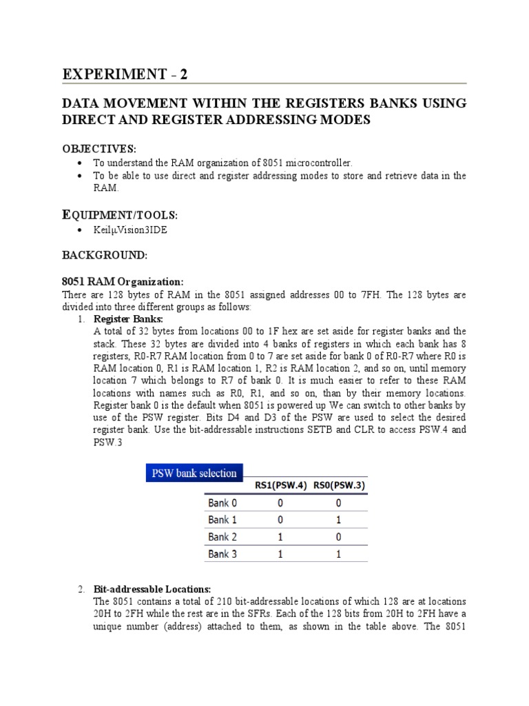 Experiment - 2: Data Movement Within The Registers Banks Using Direct ...
