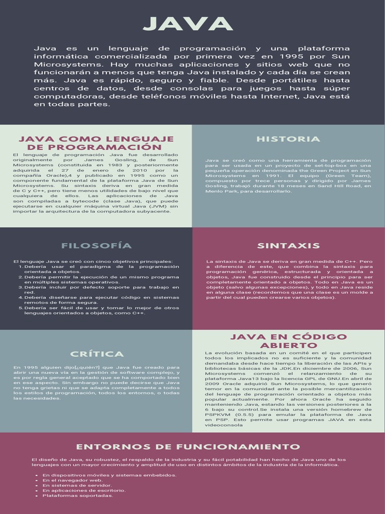 Infografia Java | PDF | Java (lenguaje de programación) | Plataformas ...