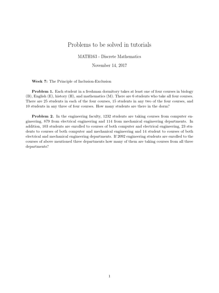 Problems To Be Solved in Tutorials: MATH163 - Discrete Mathematics ...