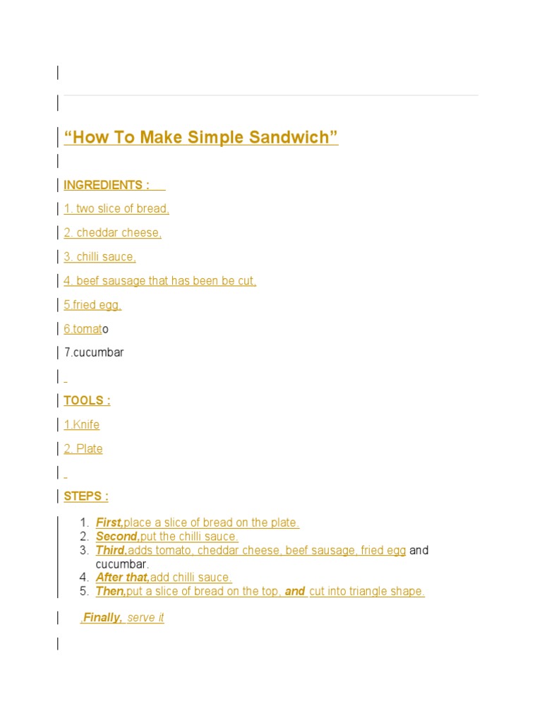 How To Make Simple Sandwich | PDF